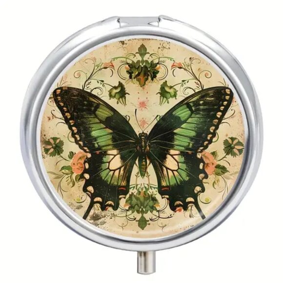 Accessories | 1pc Green Butterfly Pill Box | Poshmark